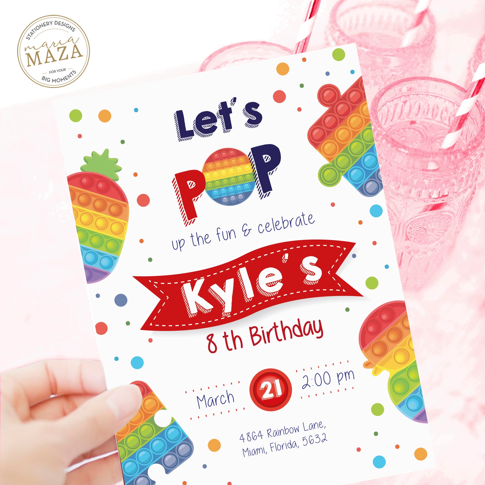 Pop It Birthday Invitation Pop It Birthday Decorations - Etsy
