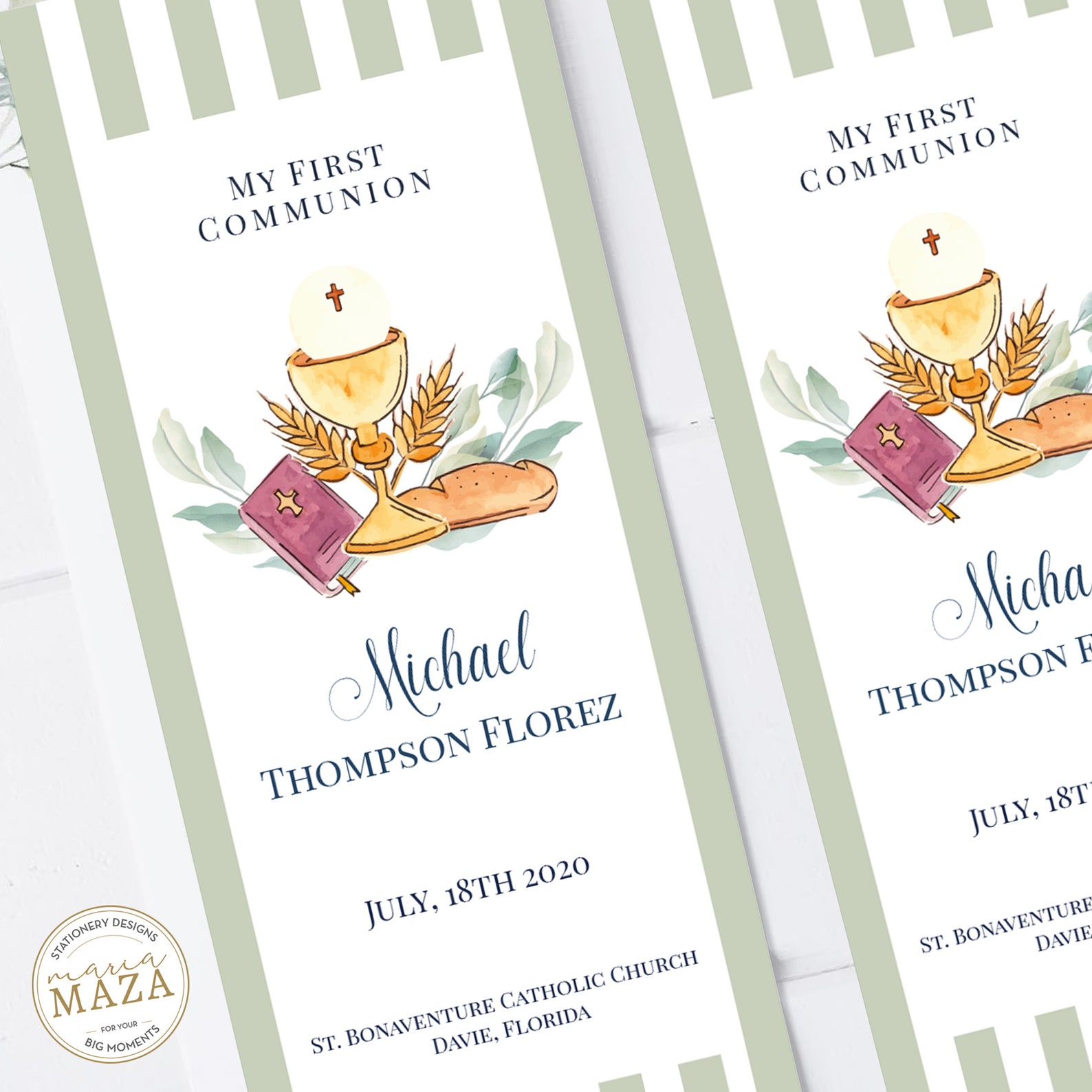 First Holy Communion Bookmark Template Bookmarks - Etsy