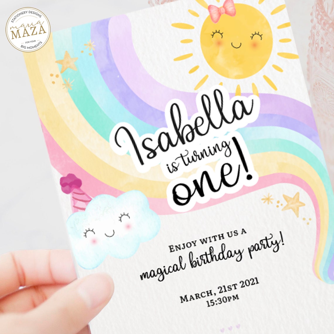 Rainbow Invitation Birthday Girl Rainbow Invitation Template - Etsy