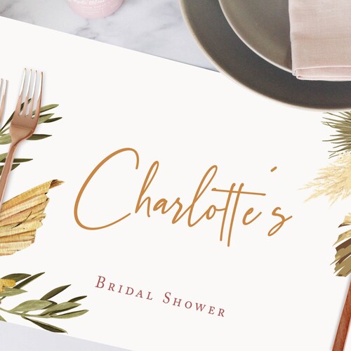 Editable Paper Placemats Bridal Shower Gifts Details for - Etsy
