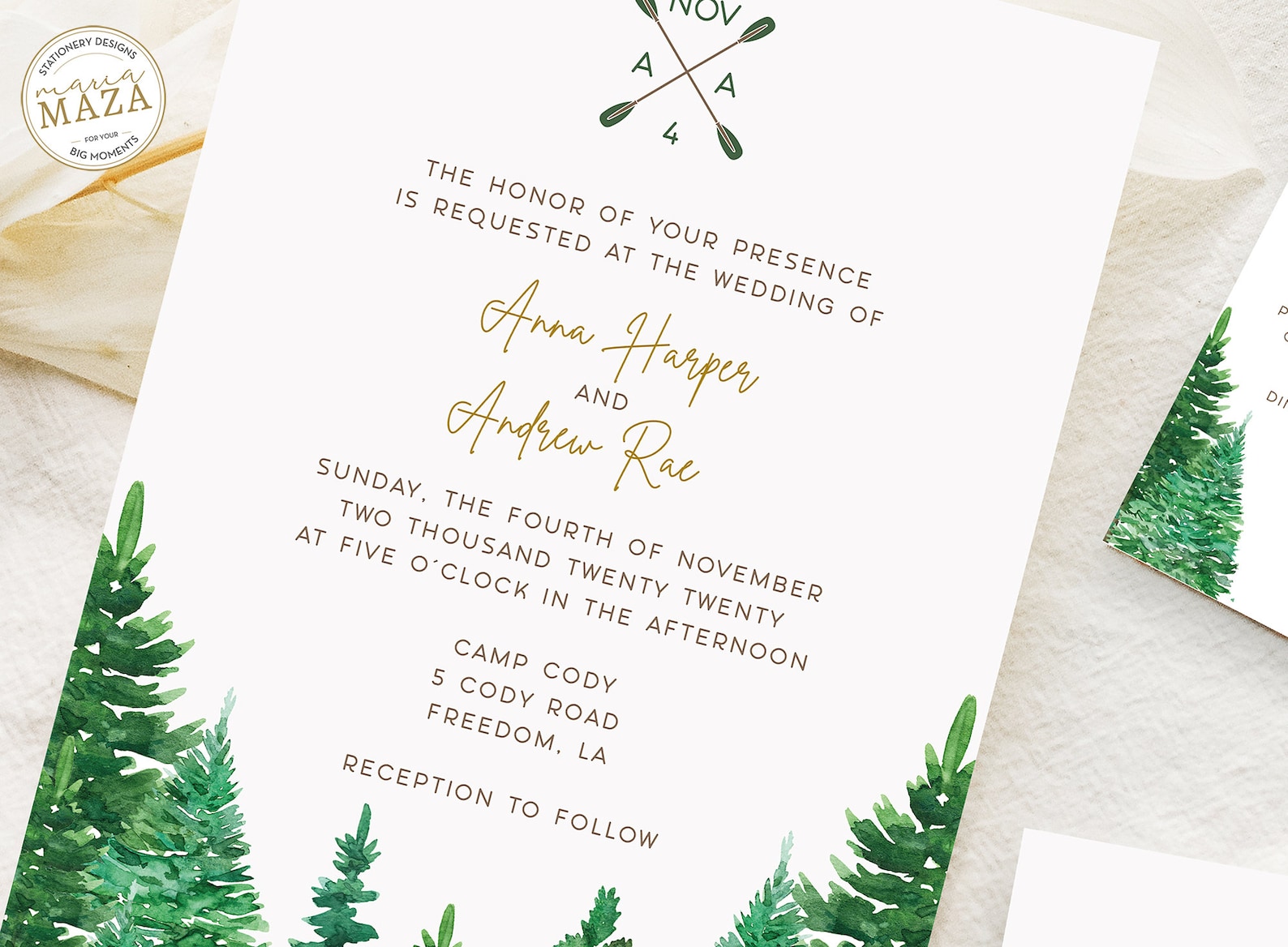 Pine Tree Wedding Invitation Greenery Wedding Invitation Set - Etsy