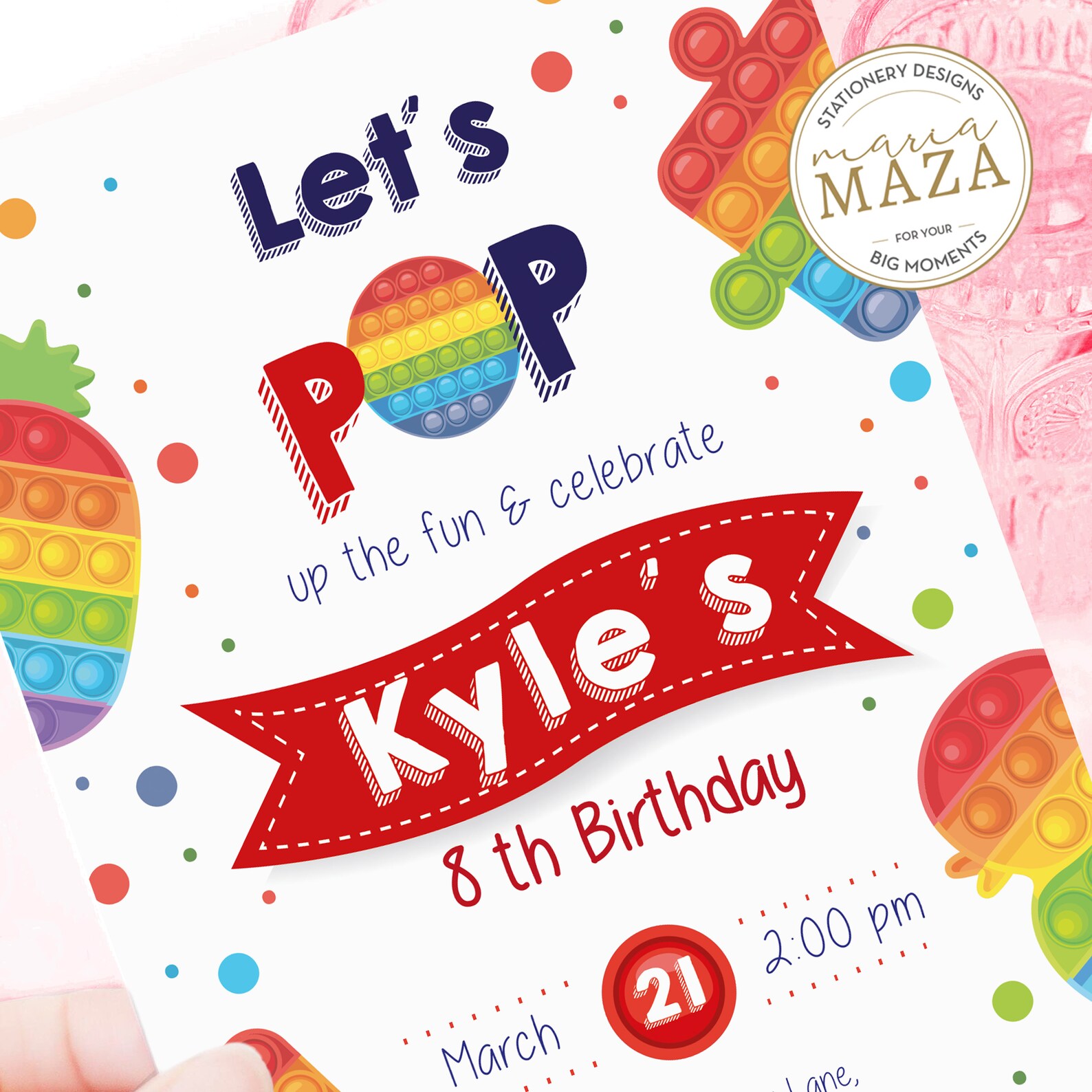 Pop It Birthday Invitation Pop It Birthday Decorations - Etsy
