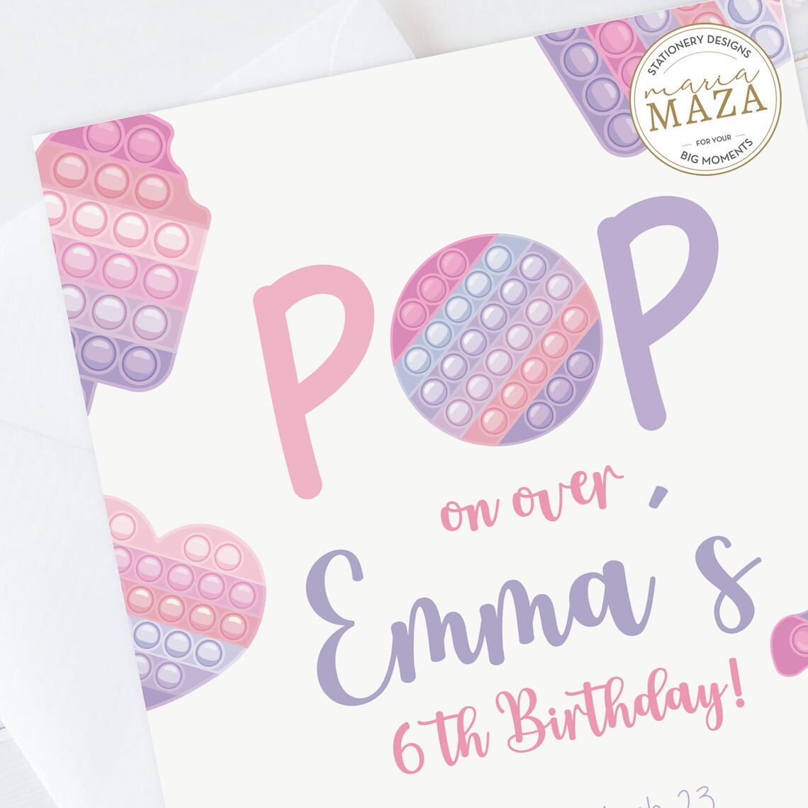 Pop It Birthday Invitation Girl Pop It Birthday Decorations | Etsy