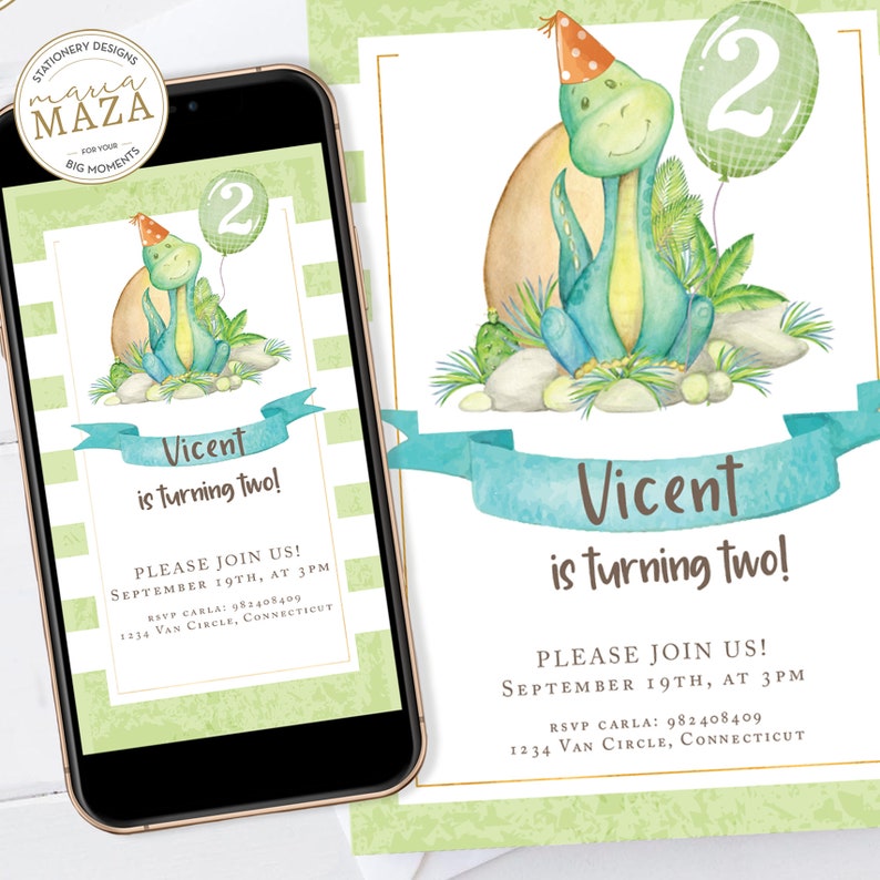 Dinosaur Birthday Invitation Boy Dinosaur Boy Birthday - Etsy