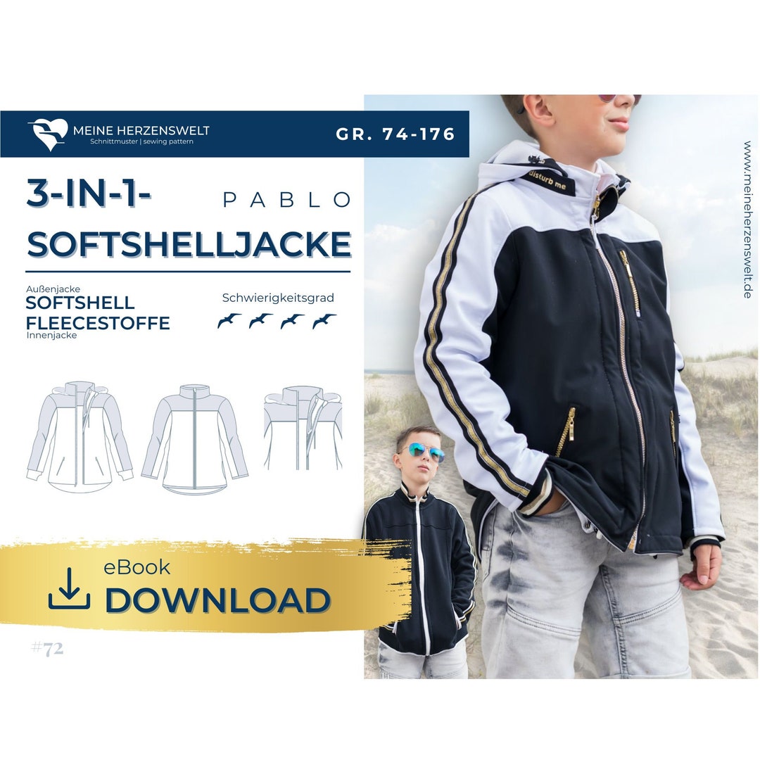 Softshell Jacket Children's Pattern Size 74-176 - PABLO #72 - German ...