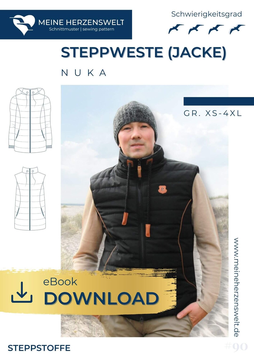 Men's Quilted Vest/jacket Sewing Pattern Sizes XS-4XL - NUKA #90 ...