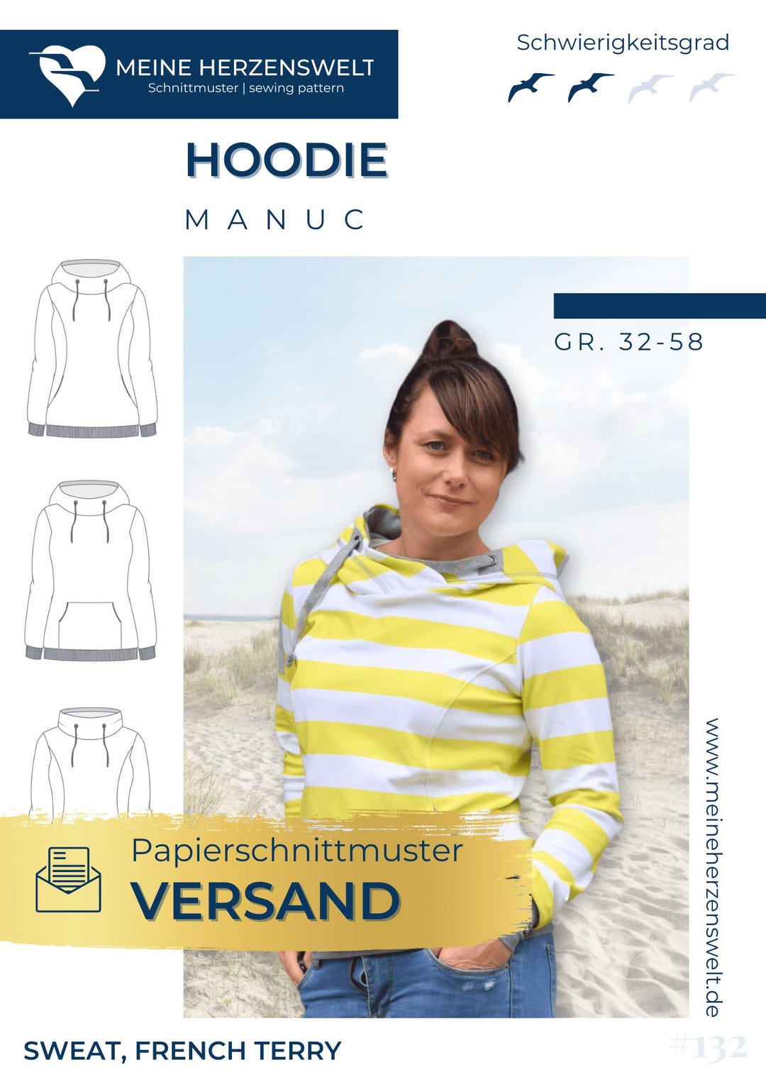 Women's Hoodie – Paper Sewing Pattern Sizes 32-58 – My Manuc #132 - Etsy