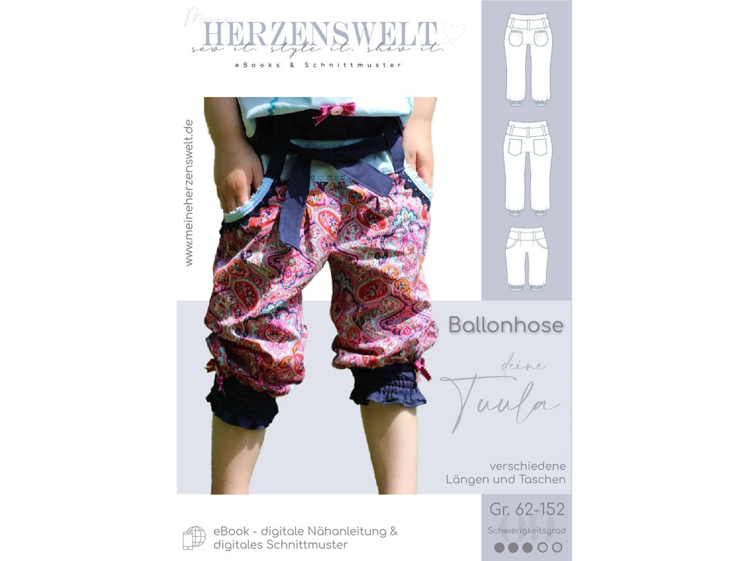 Balloon Pants Children's Sewing Pattern Sizes 62-152 - Your TUULA #9 ...