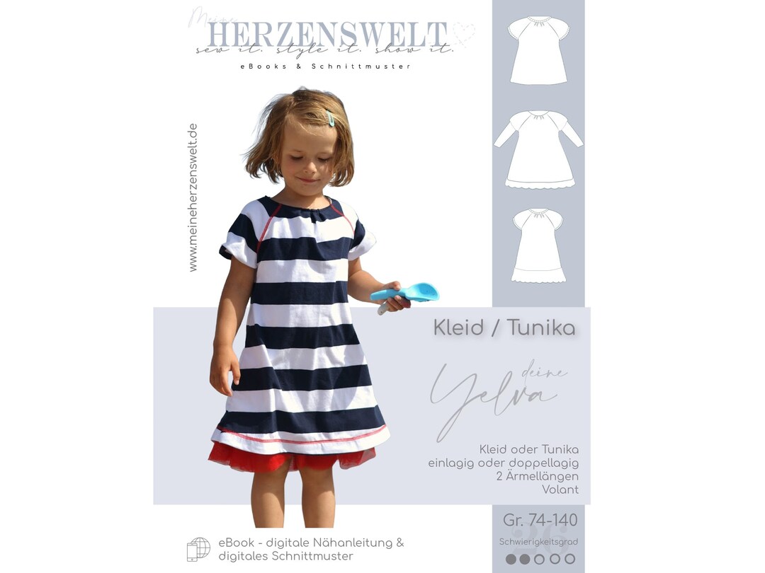 Children's Dress - Sewing Pattern Size 74-140 - Your YELVA #26 - German ...