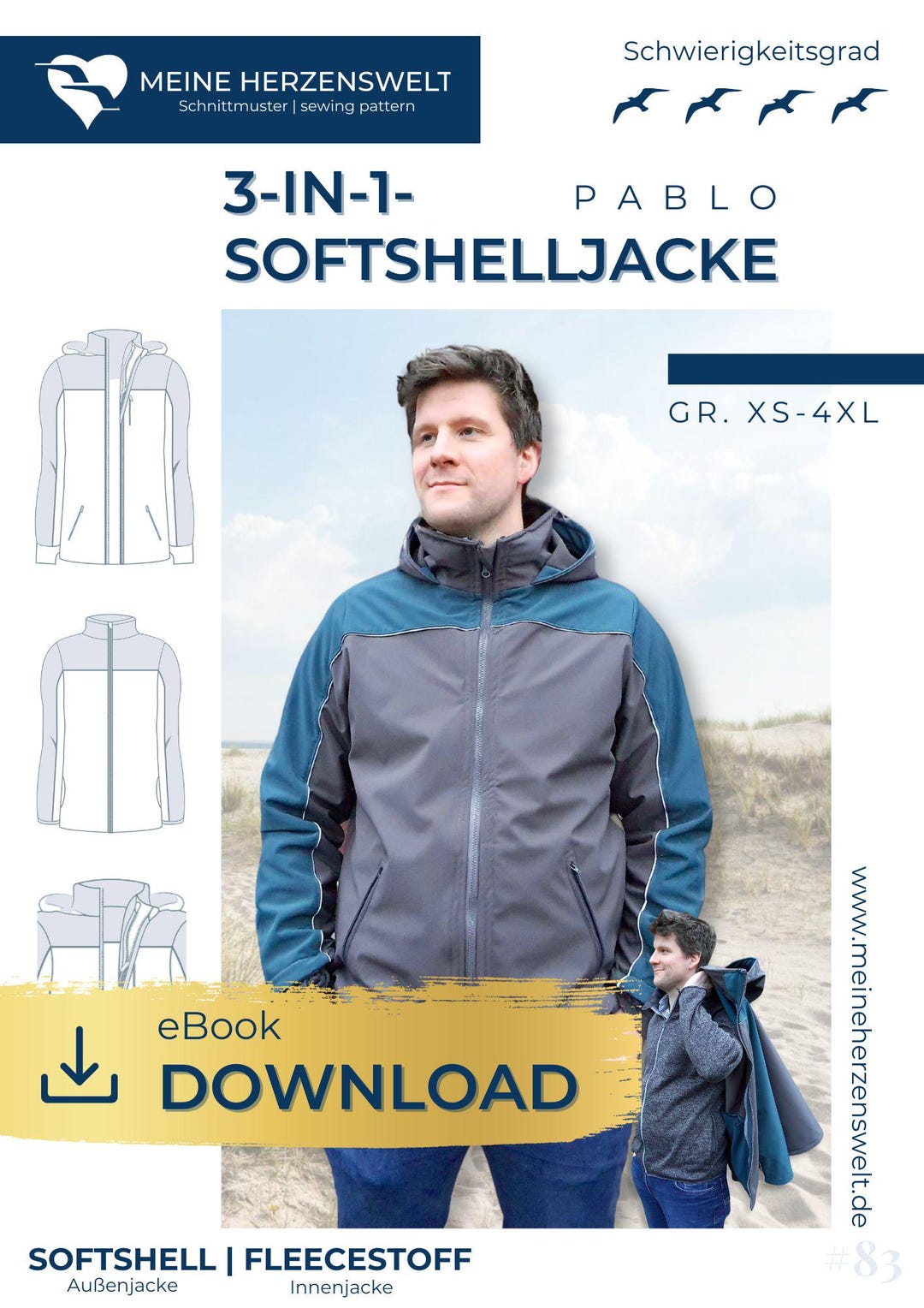 Men's Softshell Jacket Pattern Sizes XS-4XL - PABLO #83 - German - Etsy