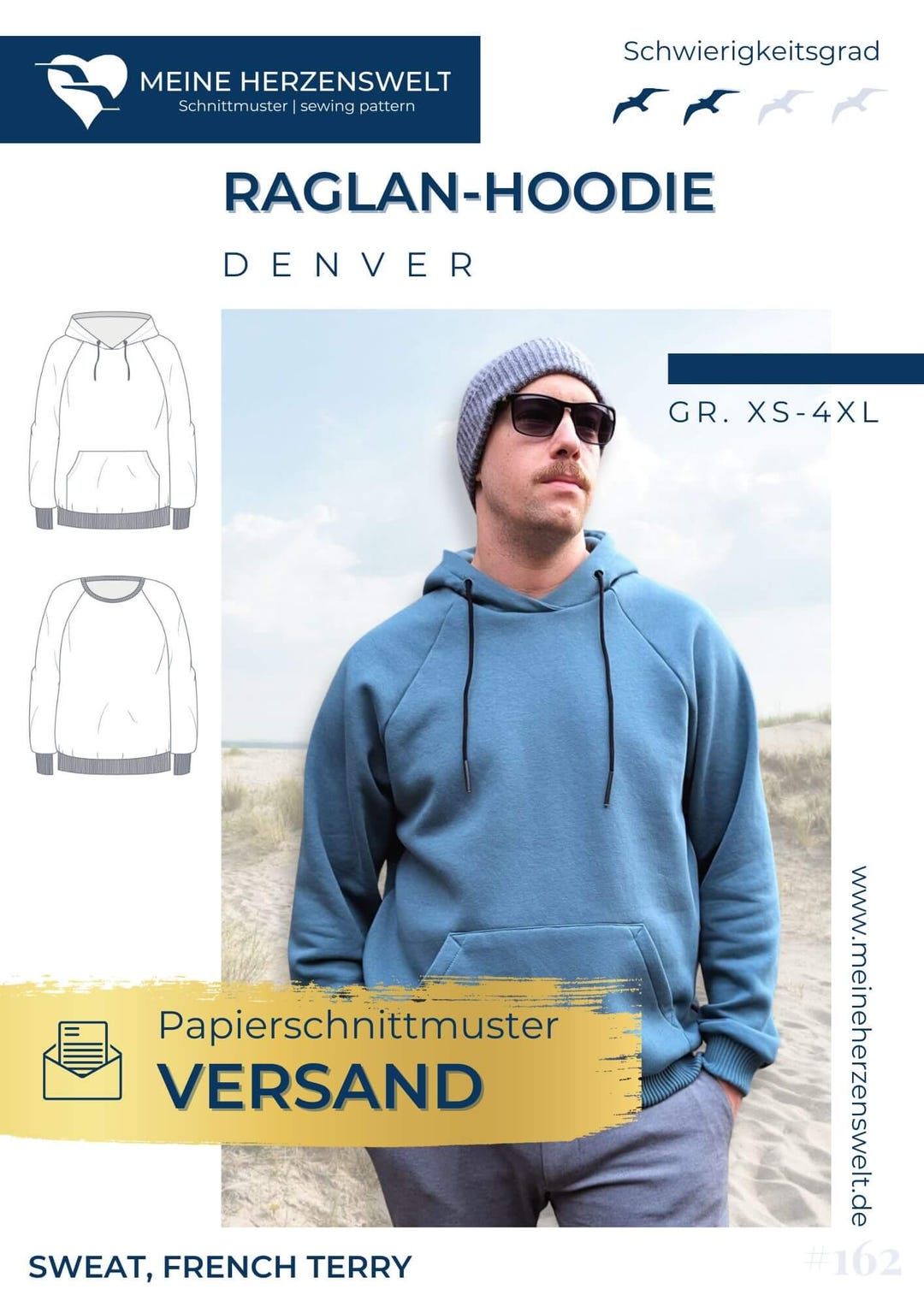Men's Raglan Hoodie – Paper Pattern Sizes XS-4XL - Denver #162 - Etsy