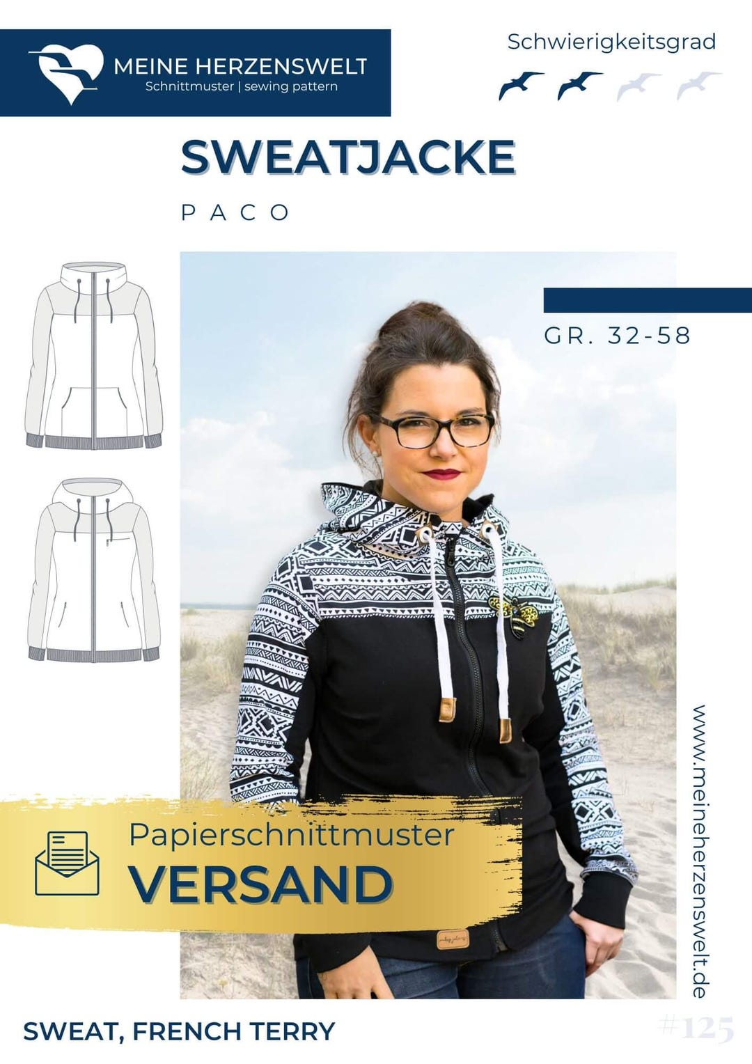 Women's Sweat Jacket – Paper Pattern Size 32-58 – My Paco #125 - Etsy