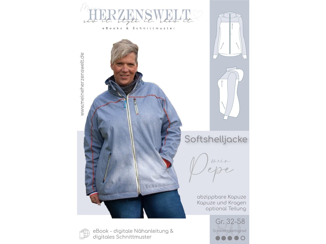Softshell Jacket Ladies Sewing Pattern Gr. 32-58 My PEPE 80 German - Etsy