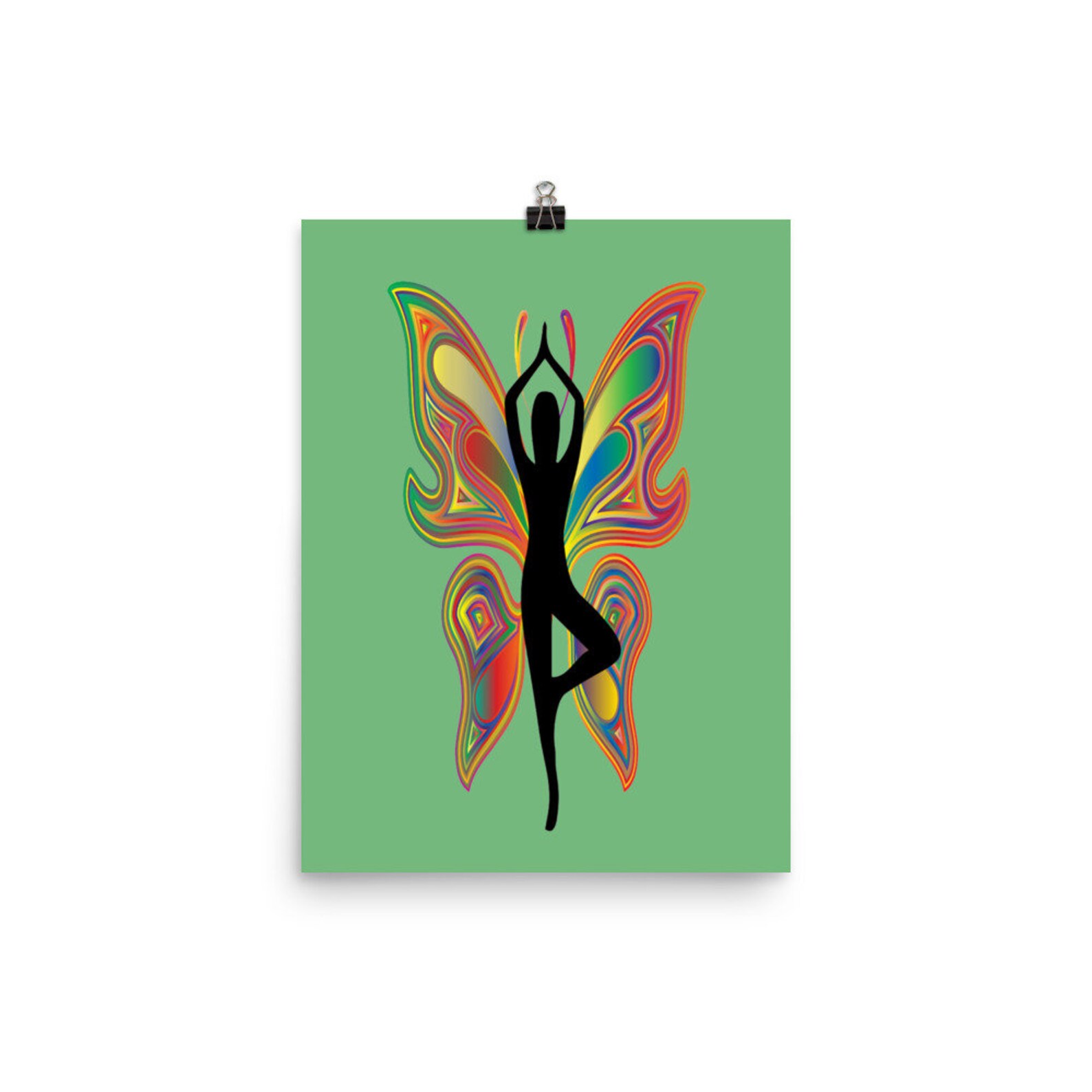 Yoga Tree Pose Butterfly Poster Wall Art - Etsy