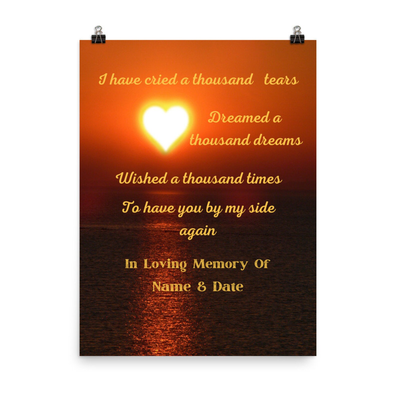Customized Loss of A Loved One Wall Art, Custom in Memory of Poster, in ...