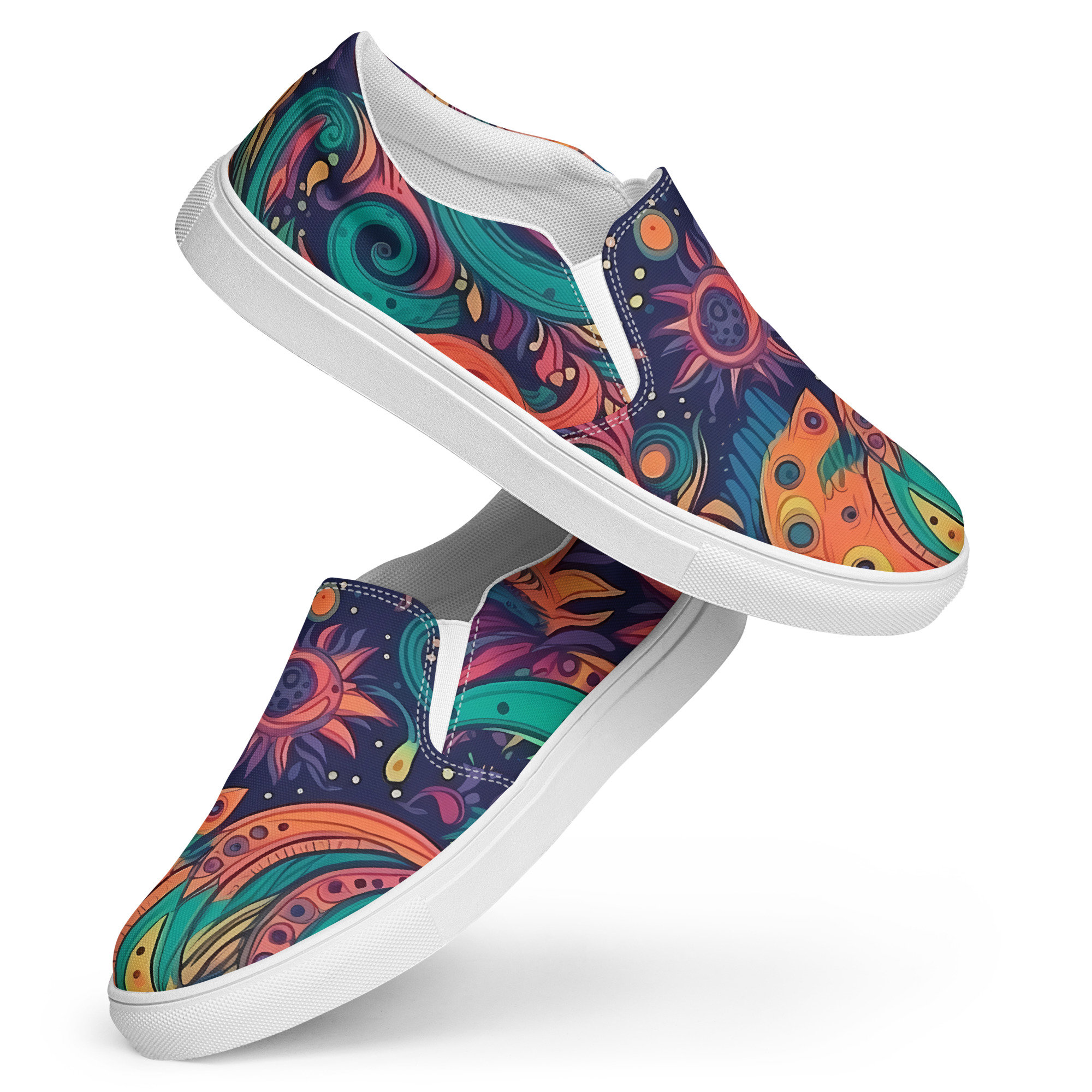 Celestial Galaxy Canvas Shoes for Women Sun and Stars Slip-ons ...