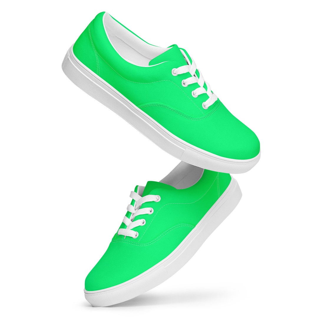 Neon Green Lace-up Canvas Shoes for Women, Trendy Casual Women's ...