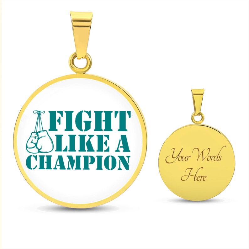 Fight Like a Champion Ovarian Cancer Pendant Necklace, Inspirational ...