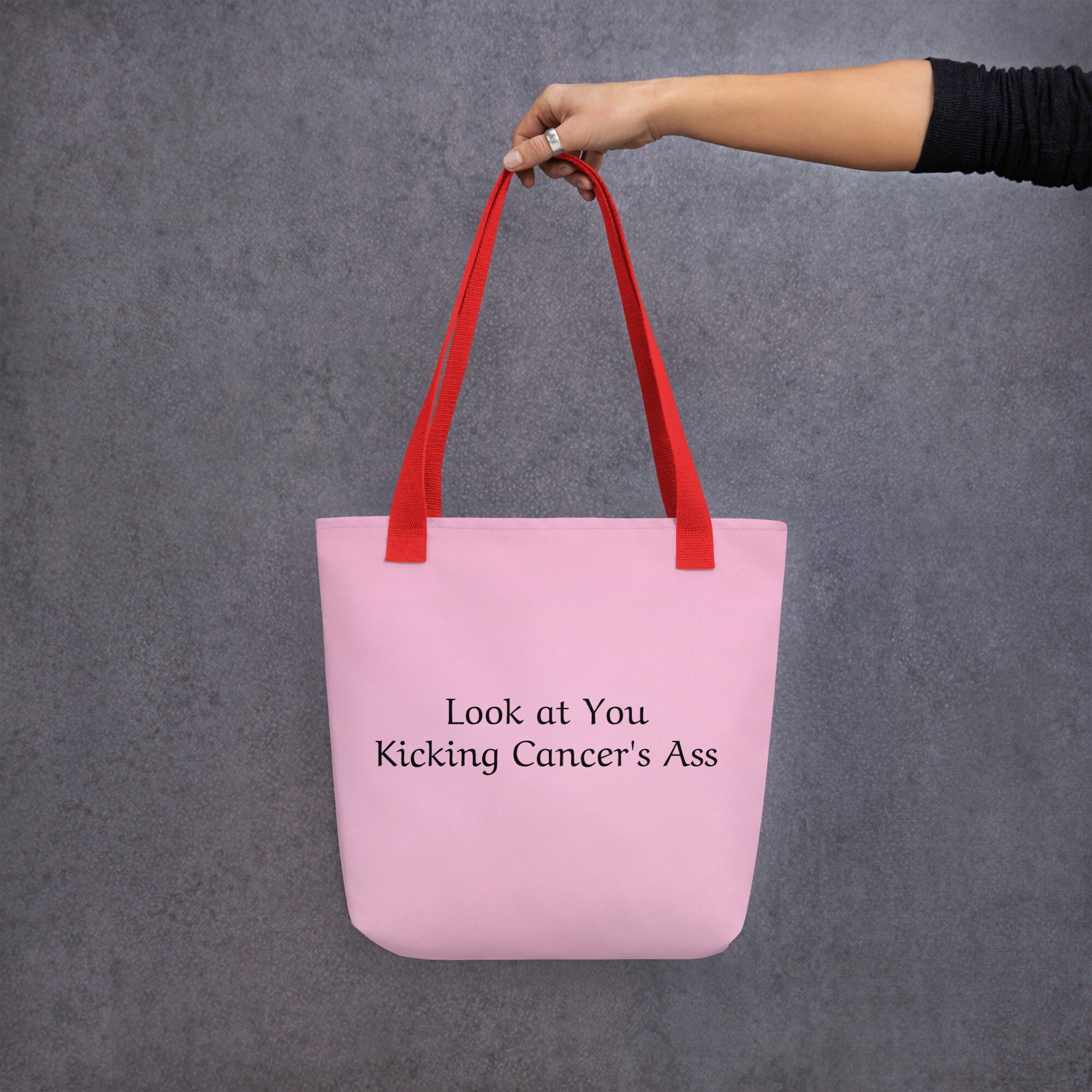 Breast Cancer Support Tote Bag, Kicking Cancer's Ass Pink Tote Bag for ...