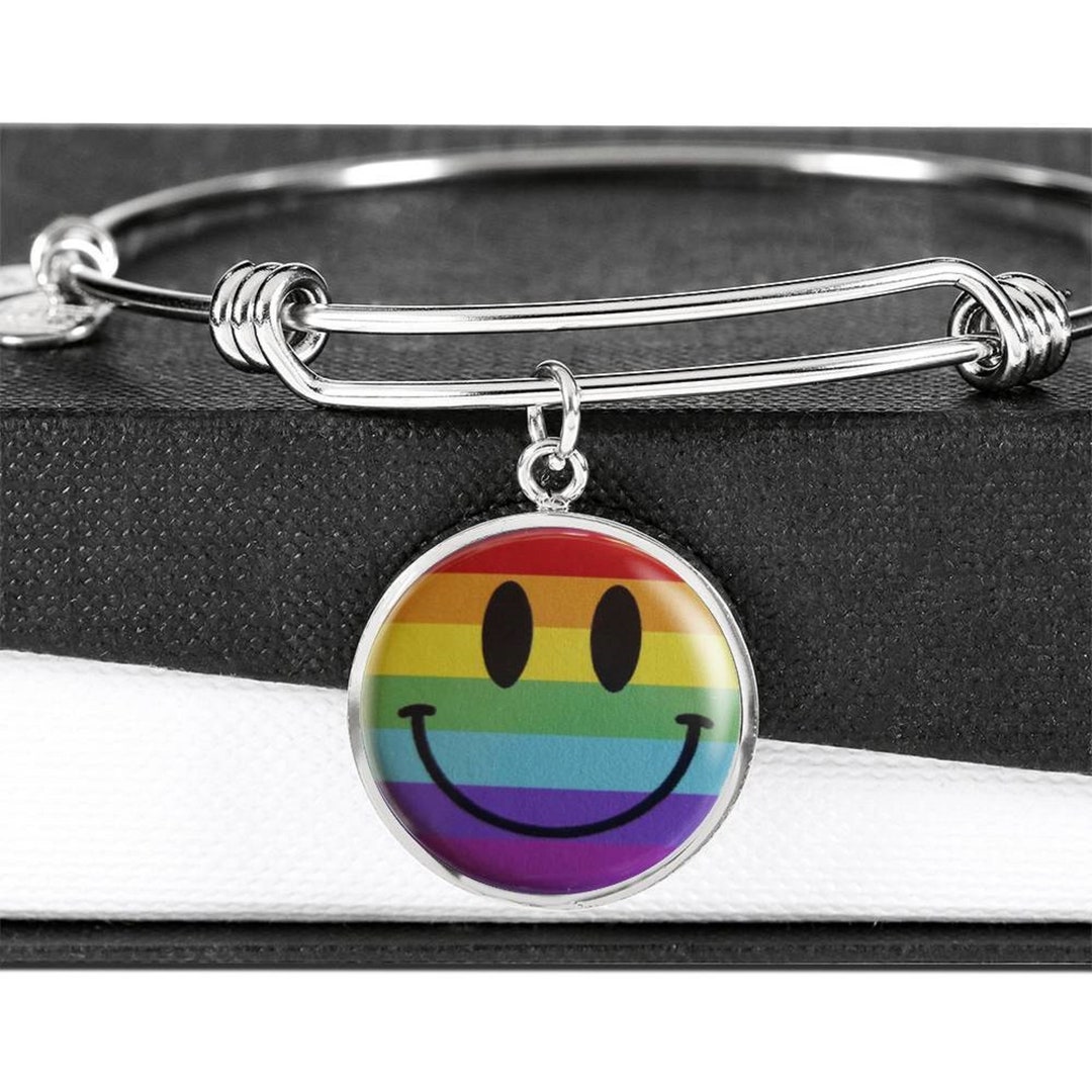 Rainbow Pride Gay Smiley Face Emoji Pride Bracelet LGBT - Etsy UK
