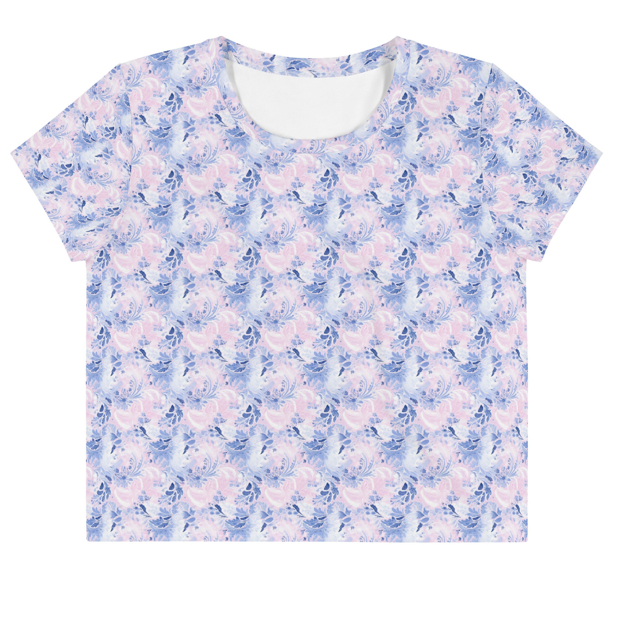 Fashion Blue Paisley Crop Top, Fun & Trendy Teen Girl Apparel, Casual ...