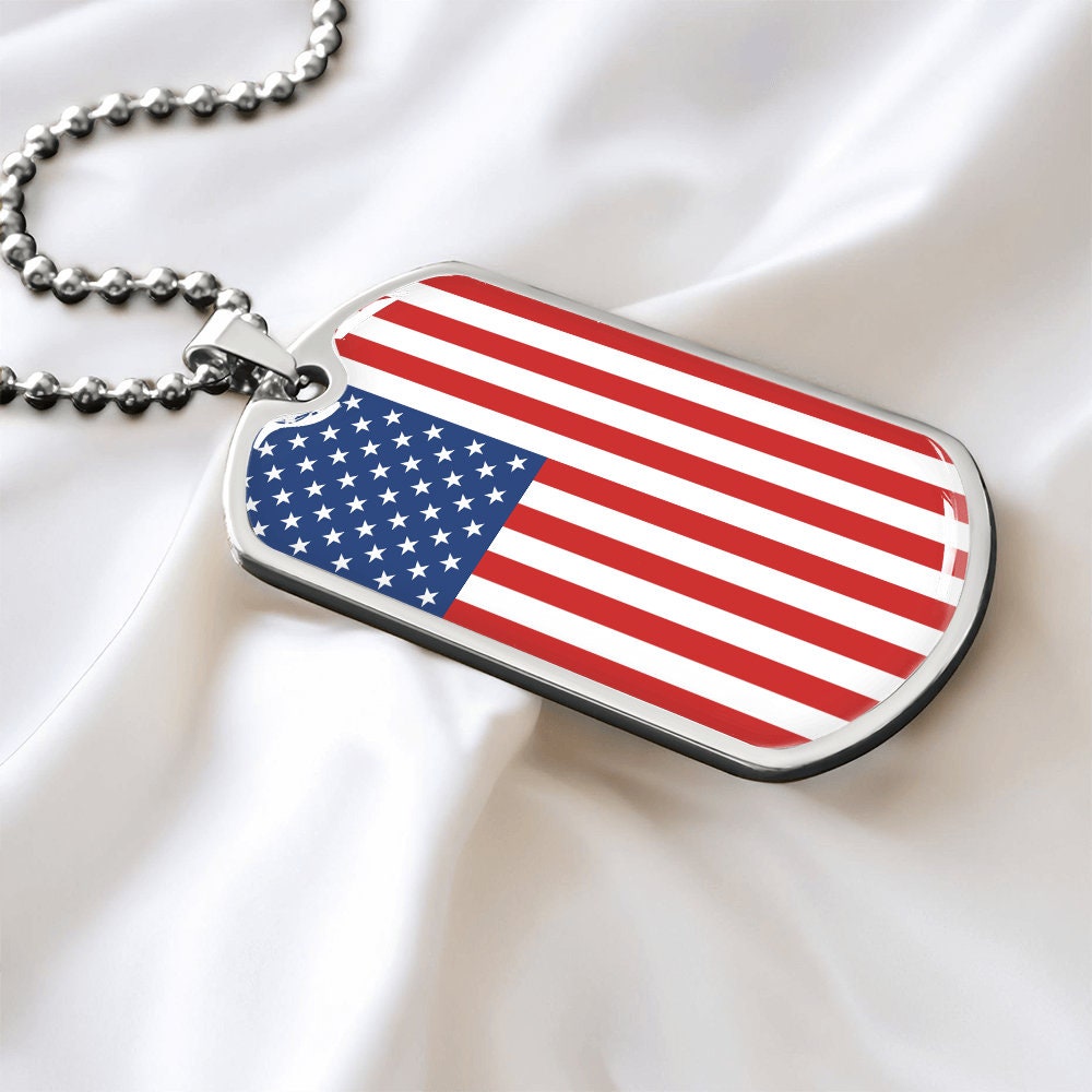 Patriotic American Flag Necklace, Dog Tag Style American Flag Jewelry ...
