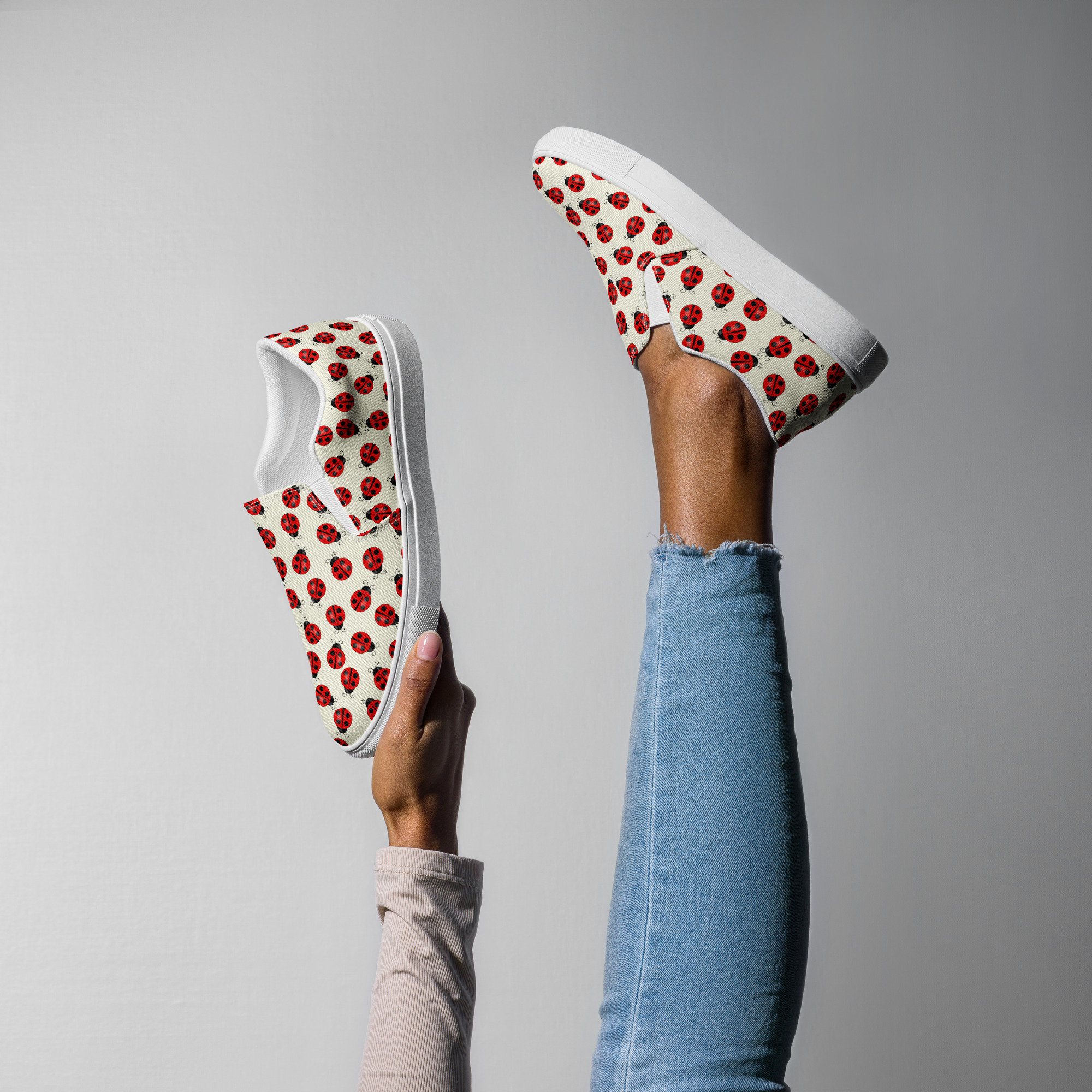 Ladybug Canvas Slip-on Shoes for Women, Fun and Stylish Casual Footwear ...