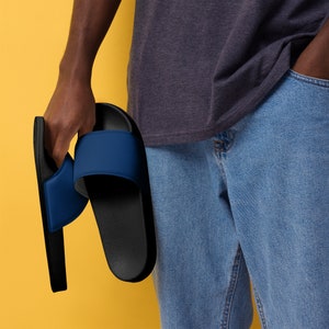 Stylish Men's Blue Slides, Perfect Summer Outdoor Footwear for Men ...