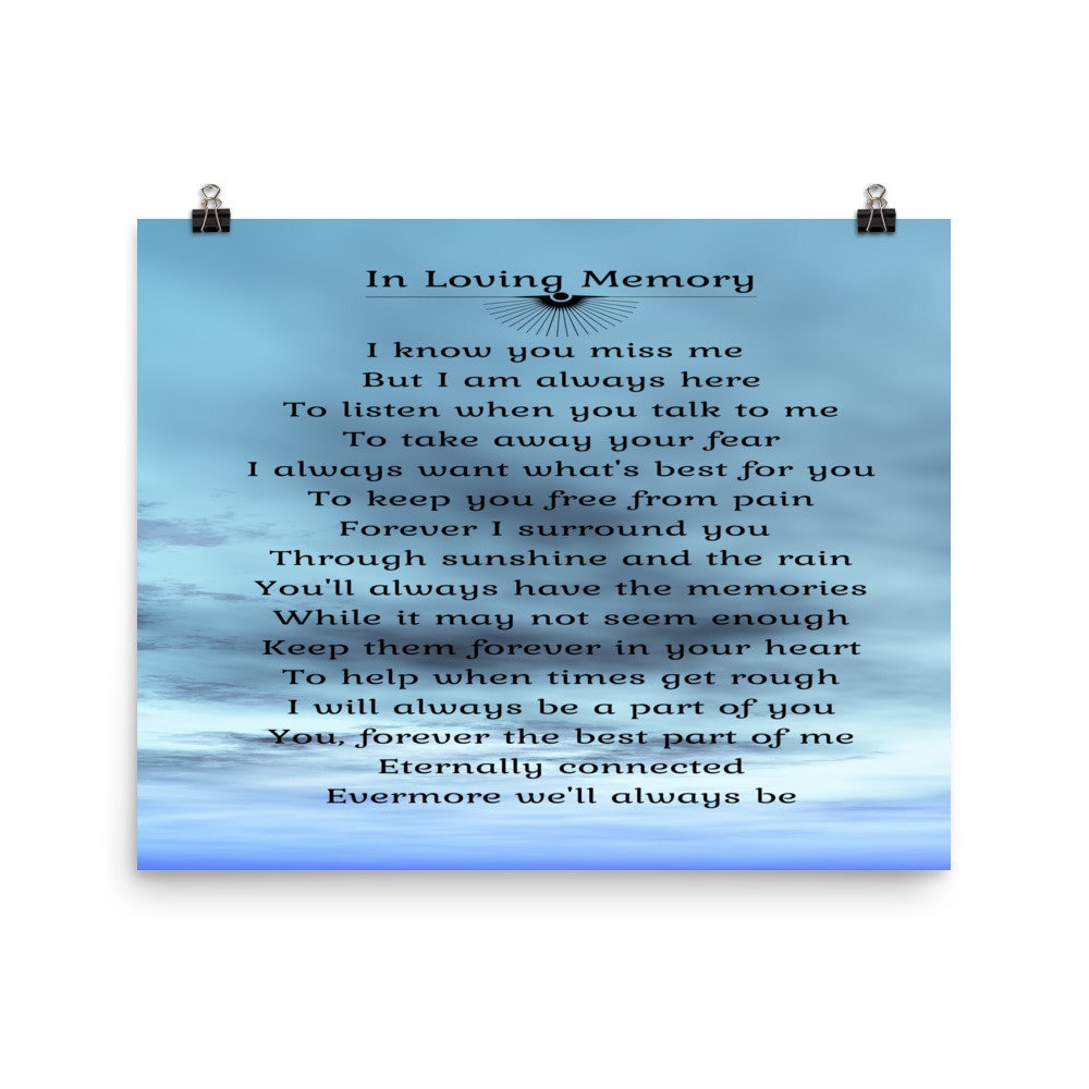 In Loving Memory Loss of Loved One With Sympathy Grief Gift Memorial ...