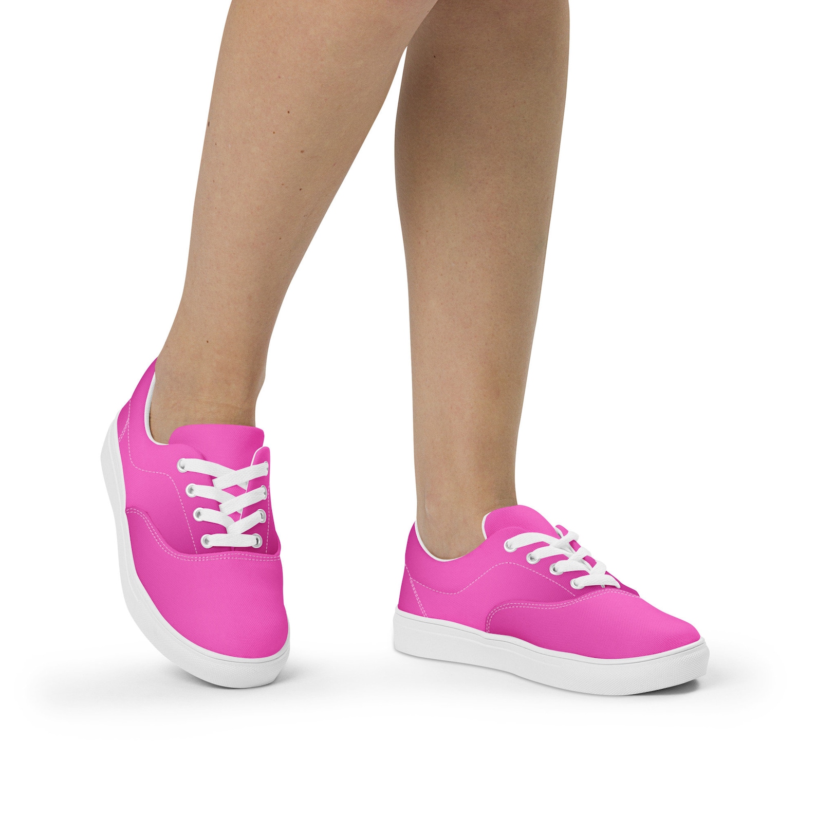 Dark Pink Lace-up Canvas Shoes for Women, Pink Canvas Shoes, Trendy ...