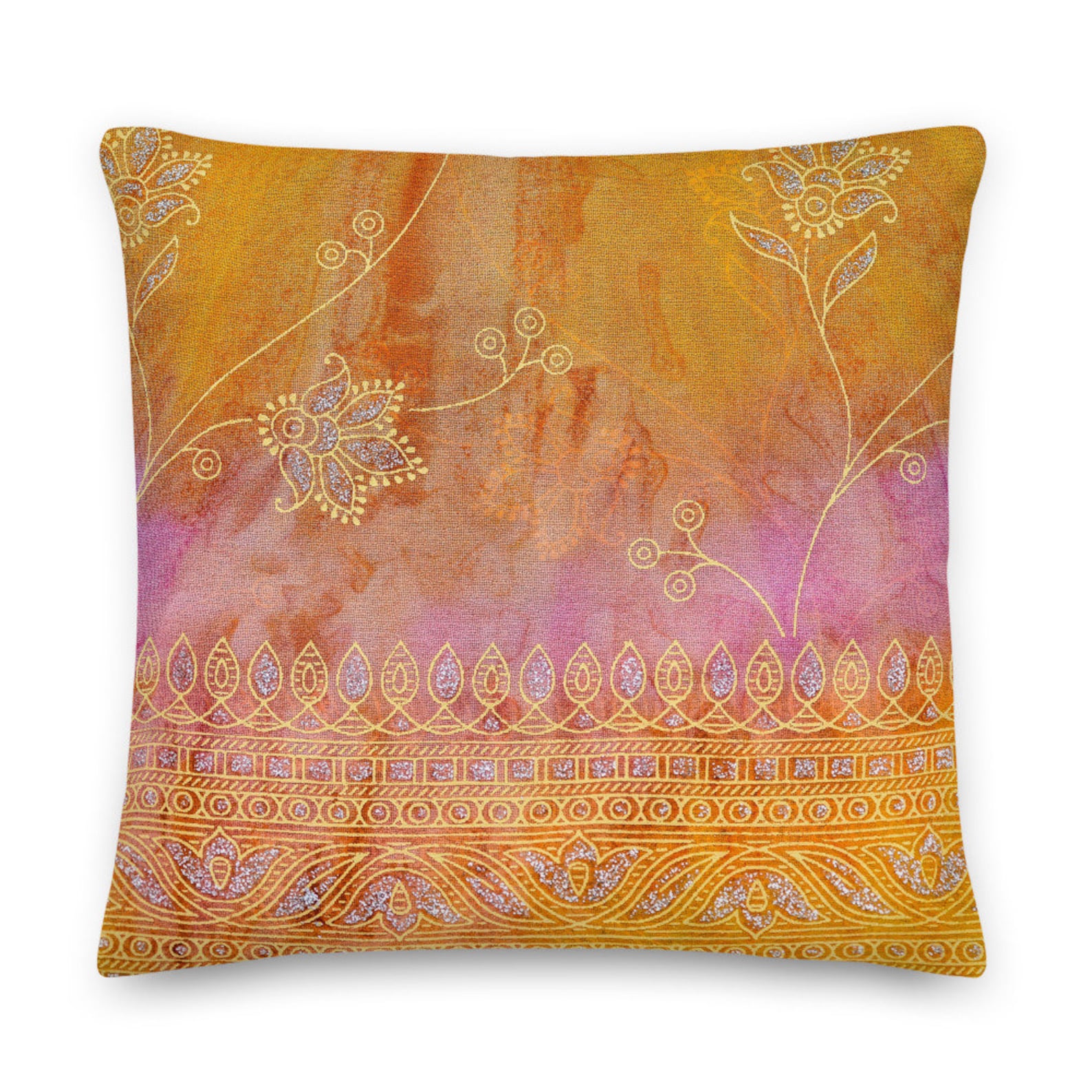 Orange Boho Throw Pillow, 18 X 18, 22 X 22 Pillow Cover and Insert ...