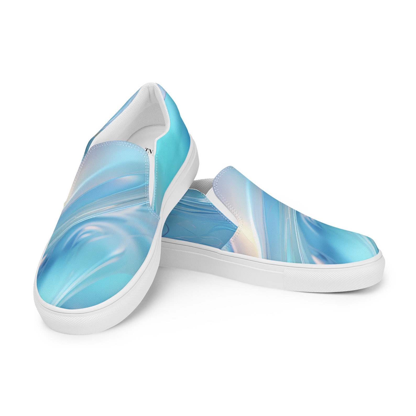 Women's Light Blue Slip-on Shoes, Artistic Graphic Canvas Flats ...