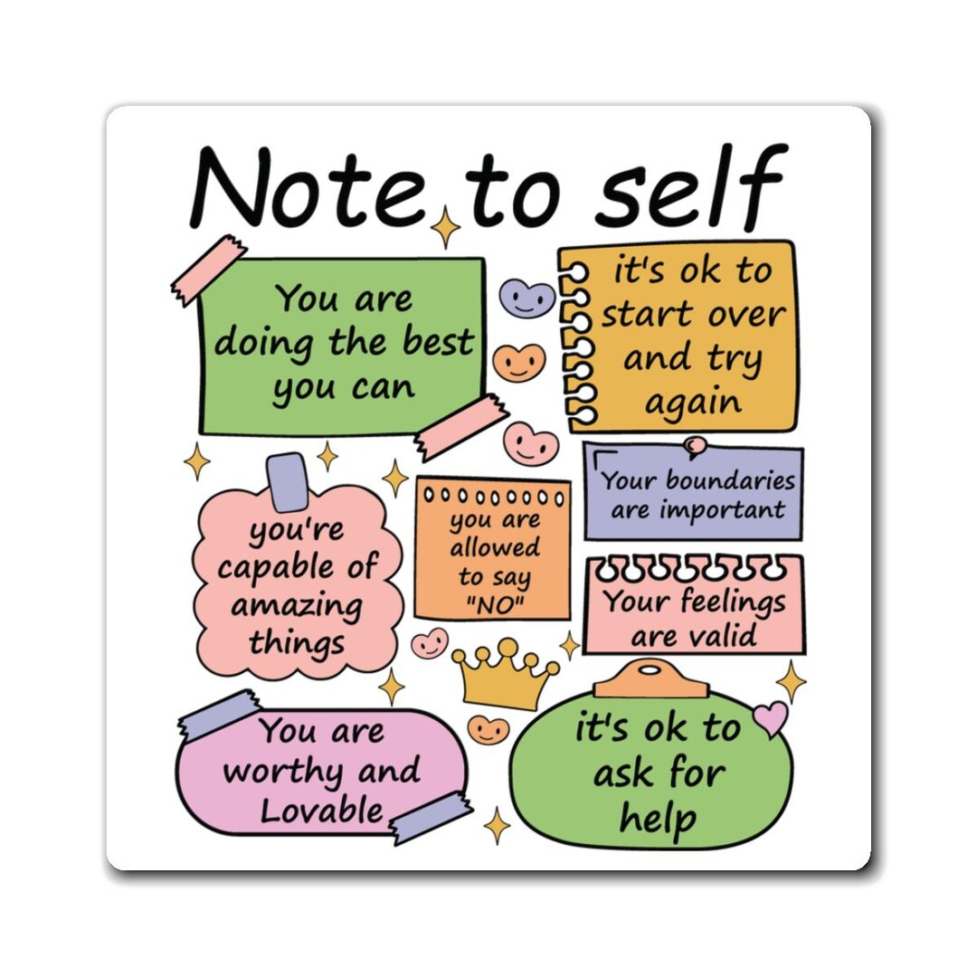 Positive Affirmations Notes to Self Magnet – Self-care Reminder ...