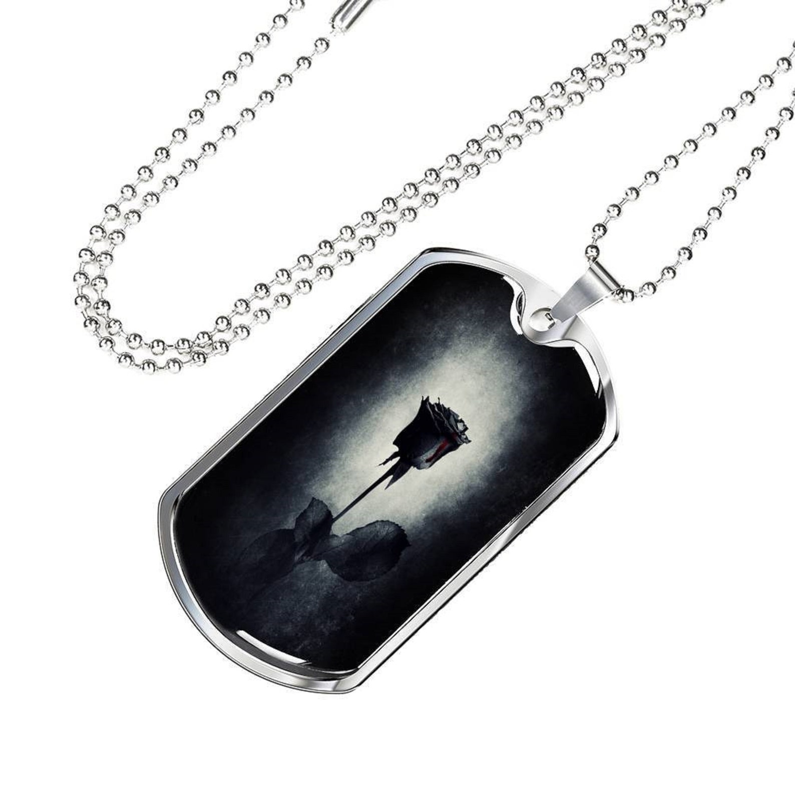 Black Rose Gothic Necklace, Black Rose Gothic Dog Tag Necklace - Etsy