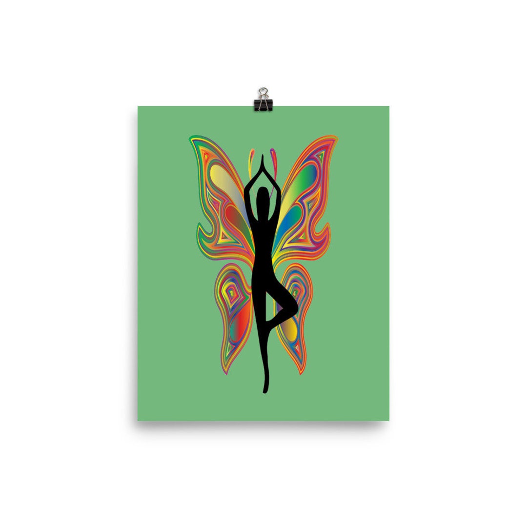 Yoga Tree Pose Butterfly Poster Wall Art - Etsy