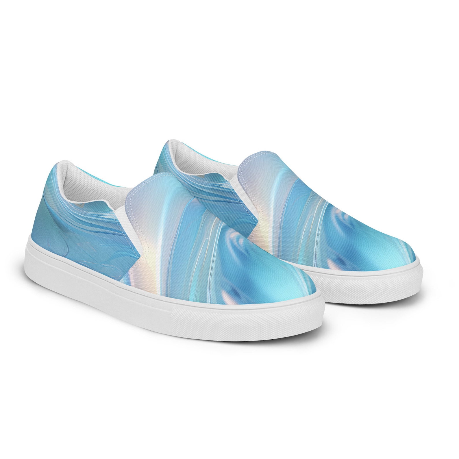 Women's Light Blue Slip-on Shoes, Artistic Graphic Canvas Flats ...