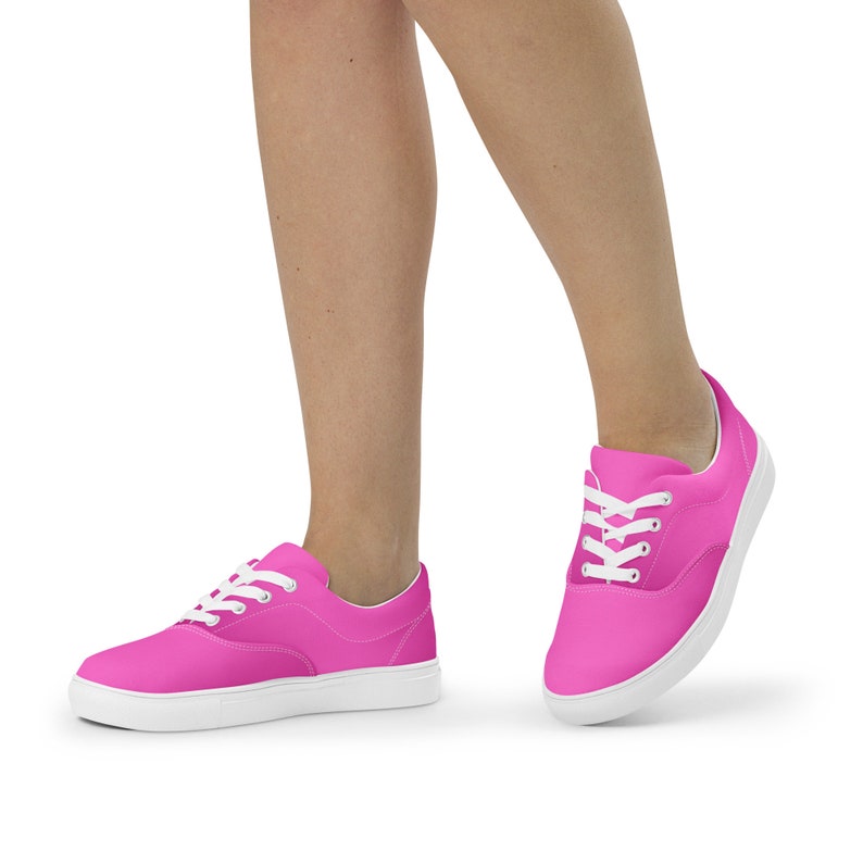 Dark Pink Lace-up Canvas Shoes for Women, Pink Canvas Shoes, Trendy ...