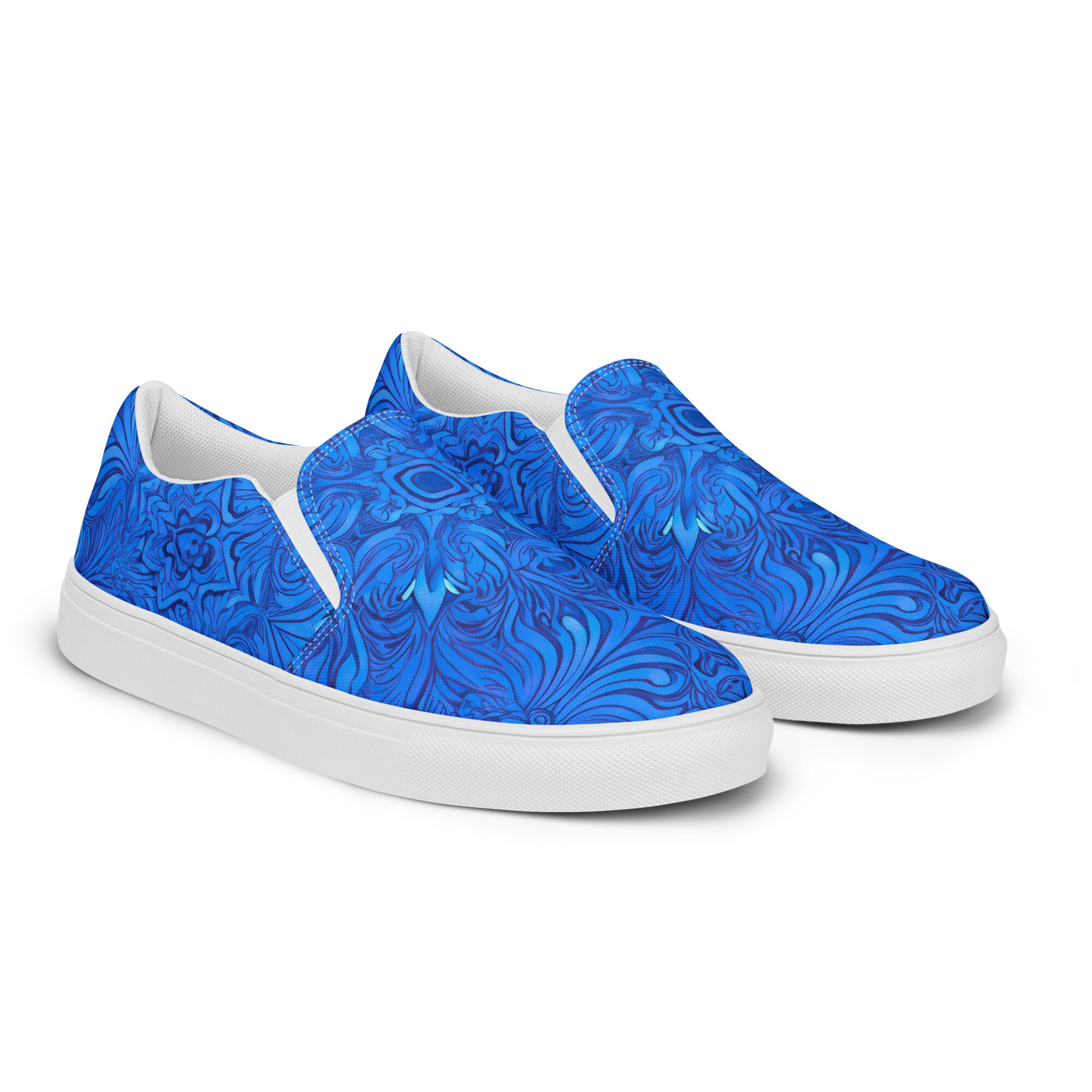 Women's Electric Blue Canvas Slip-on Shoes, Perfect Shoes for Everyday ...