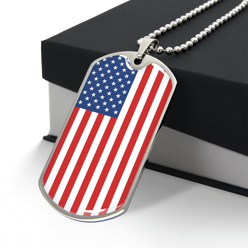 Patriotic American Flag Necklace, Dog Tag Style American Flag Jewelry ...
