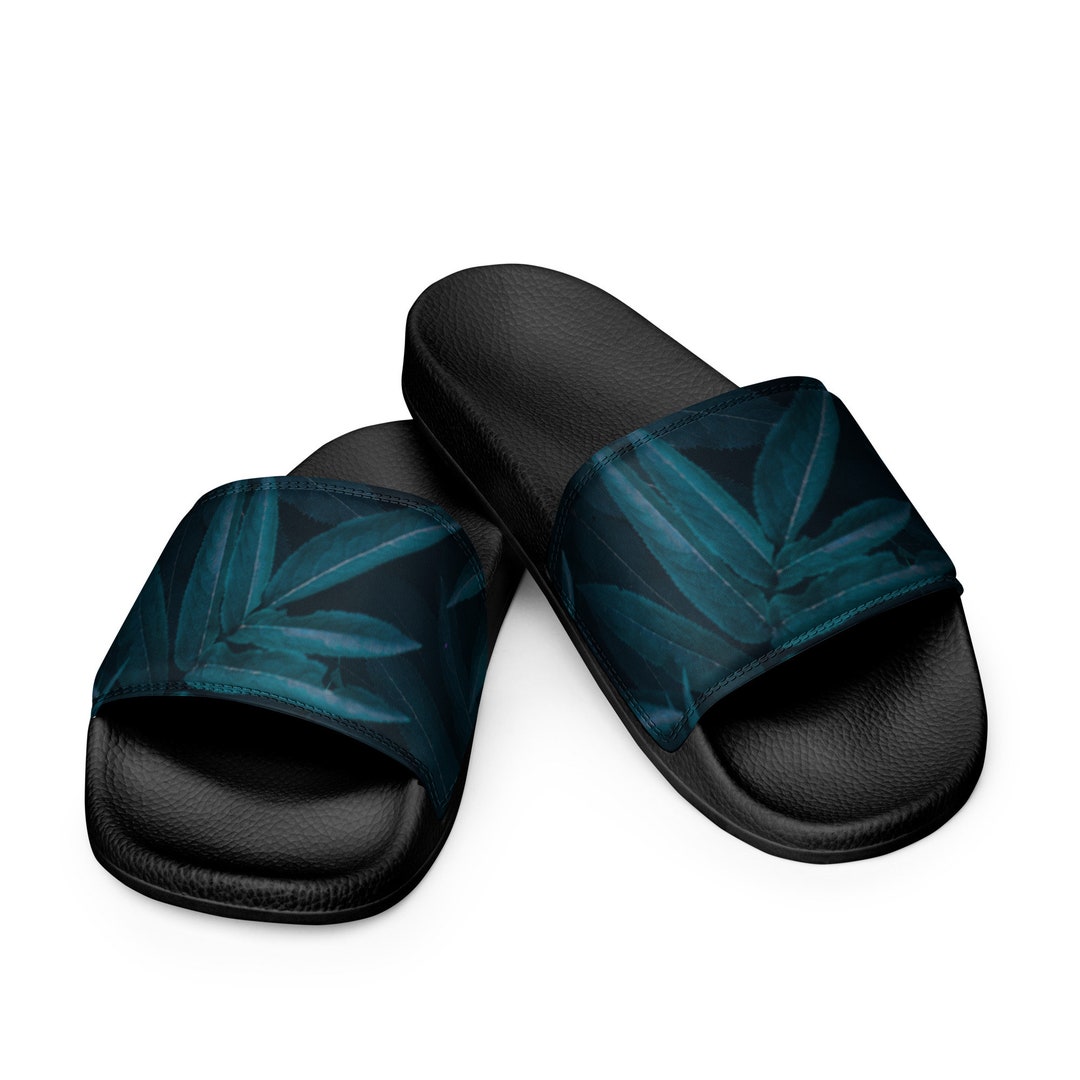 Men's Blue Leaf Slides, Comfortable Stylish Slides for Men, Great Gift ...
