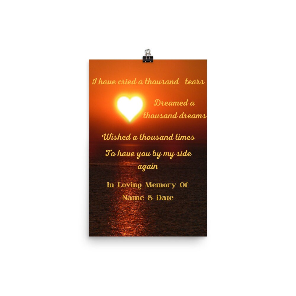 Customized Loss of A Loved One Wall Art, Custom in Memory of Poster, in ...
