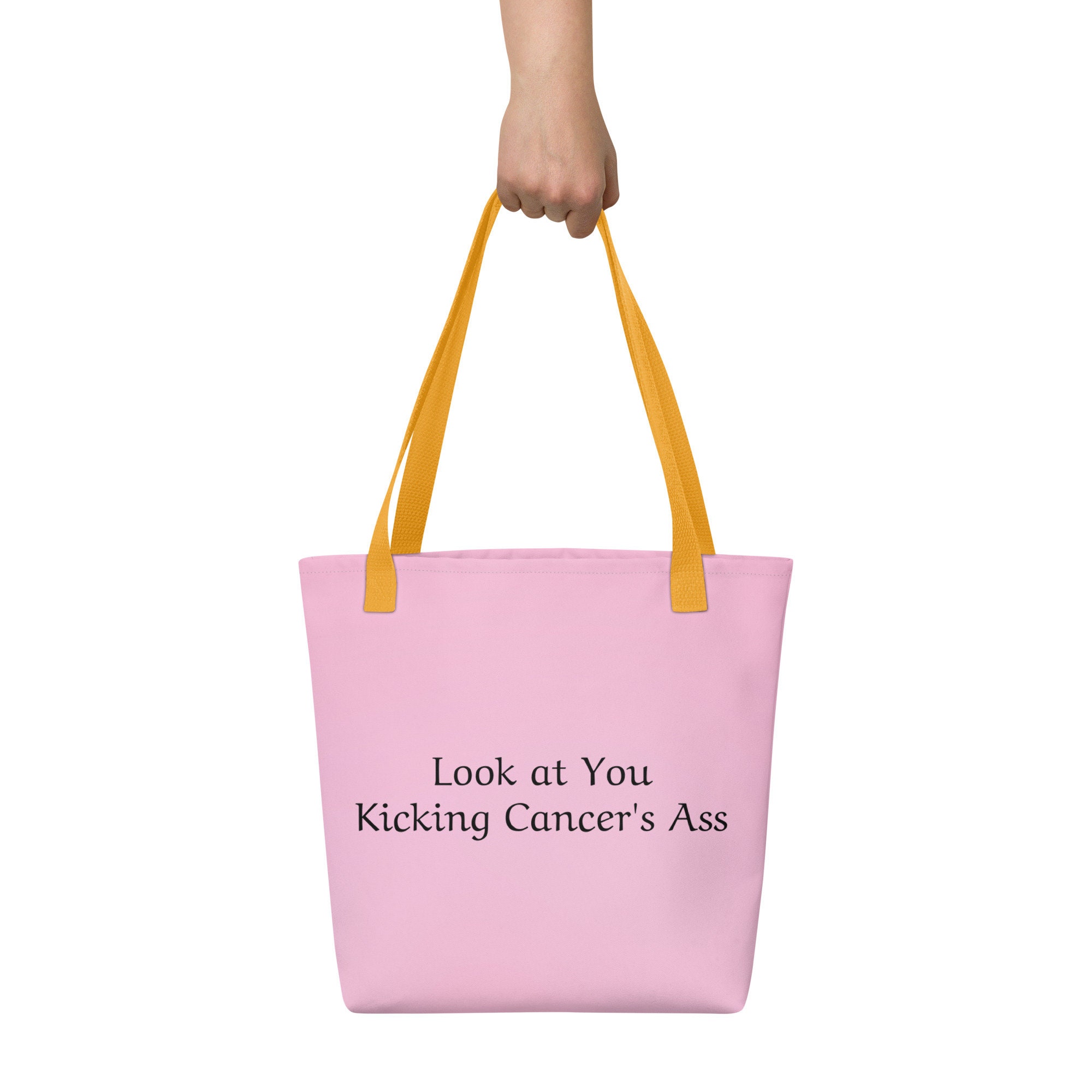 Breast Cancer Support Tote Bag, Kicking Cancer's Ass Pink Tote Bag for ...