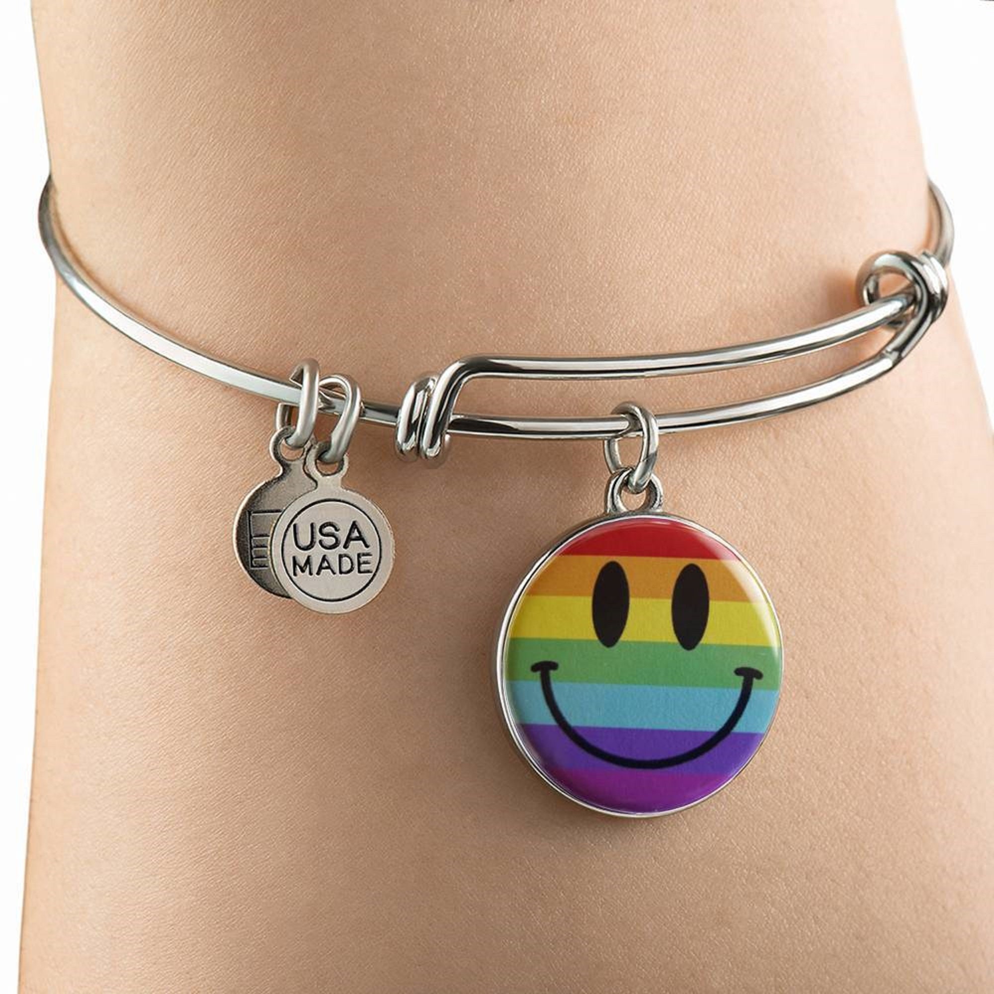 Rainbow Pride Gay Smiley Face Emoji Pride Bracelet LGBT - Etsy UK