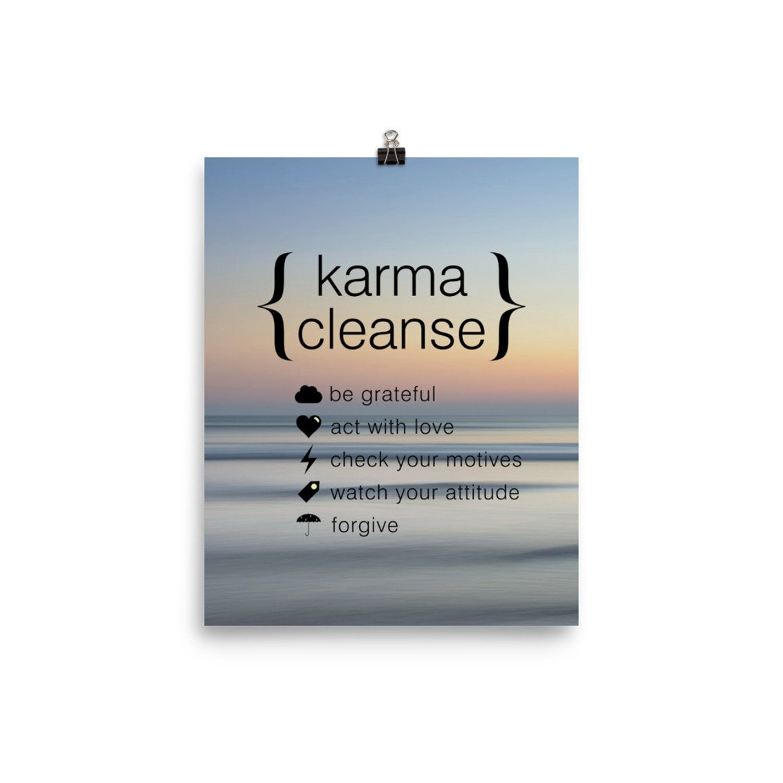 Karma Cleanse, Yoga Art, Karma Wall Art, Karma Checklist Poster - Etsy