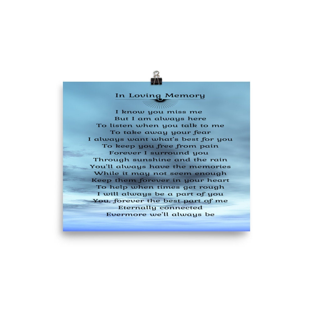 In Loving Memory Loss of Loved One With Sympathy Grief Gift Memorial ...