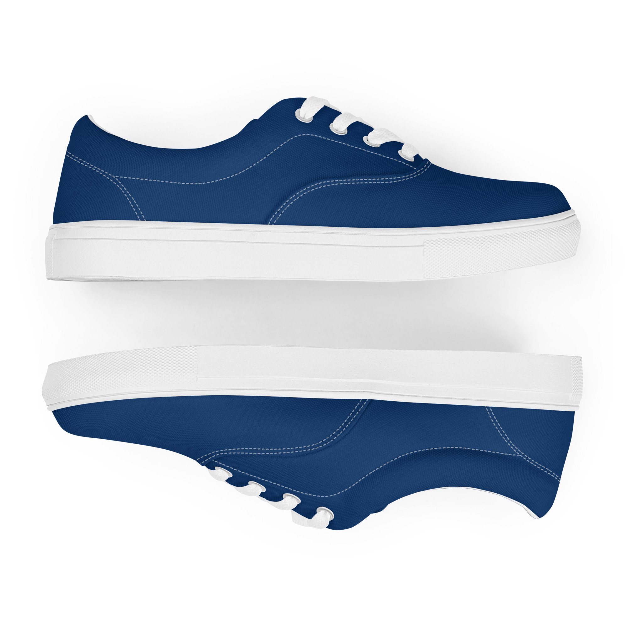 Men's Navy-blue Canvas Shoes, Versatile Lace-up Navy Blue Canvas ...