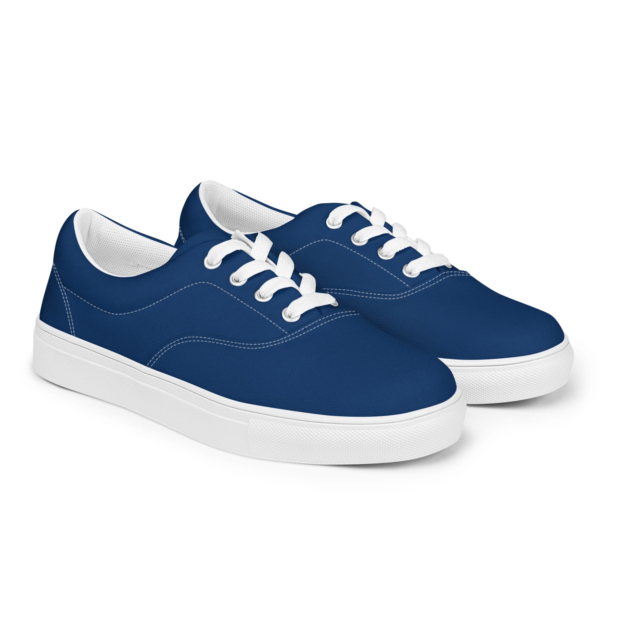 Men's Navy-blue Canvas Shoes, Versatile Lace-up Navy Blue Canvas ...