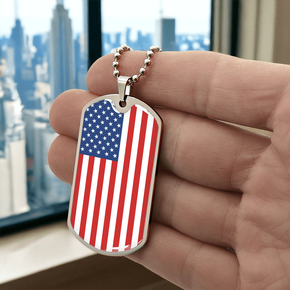 Patriotic American Flag Necklace, Dog Tag Style American Flag Jewelry ...