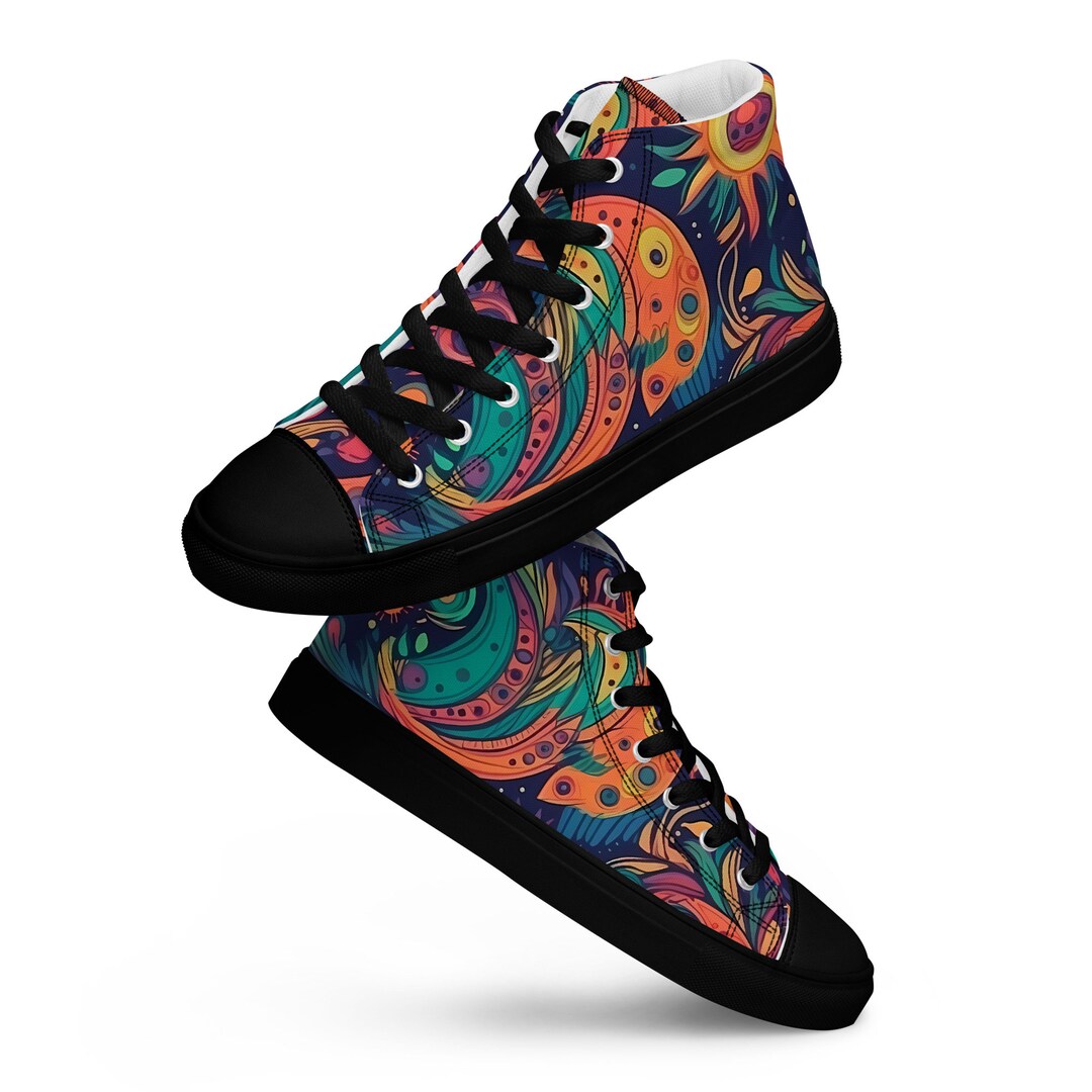 Women's Artistic Shoes Vibrant Celestial Design, Cosmic Sun and Stars ...