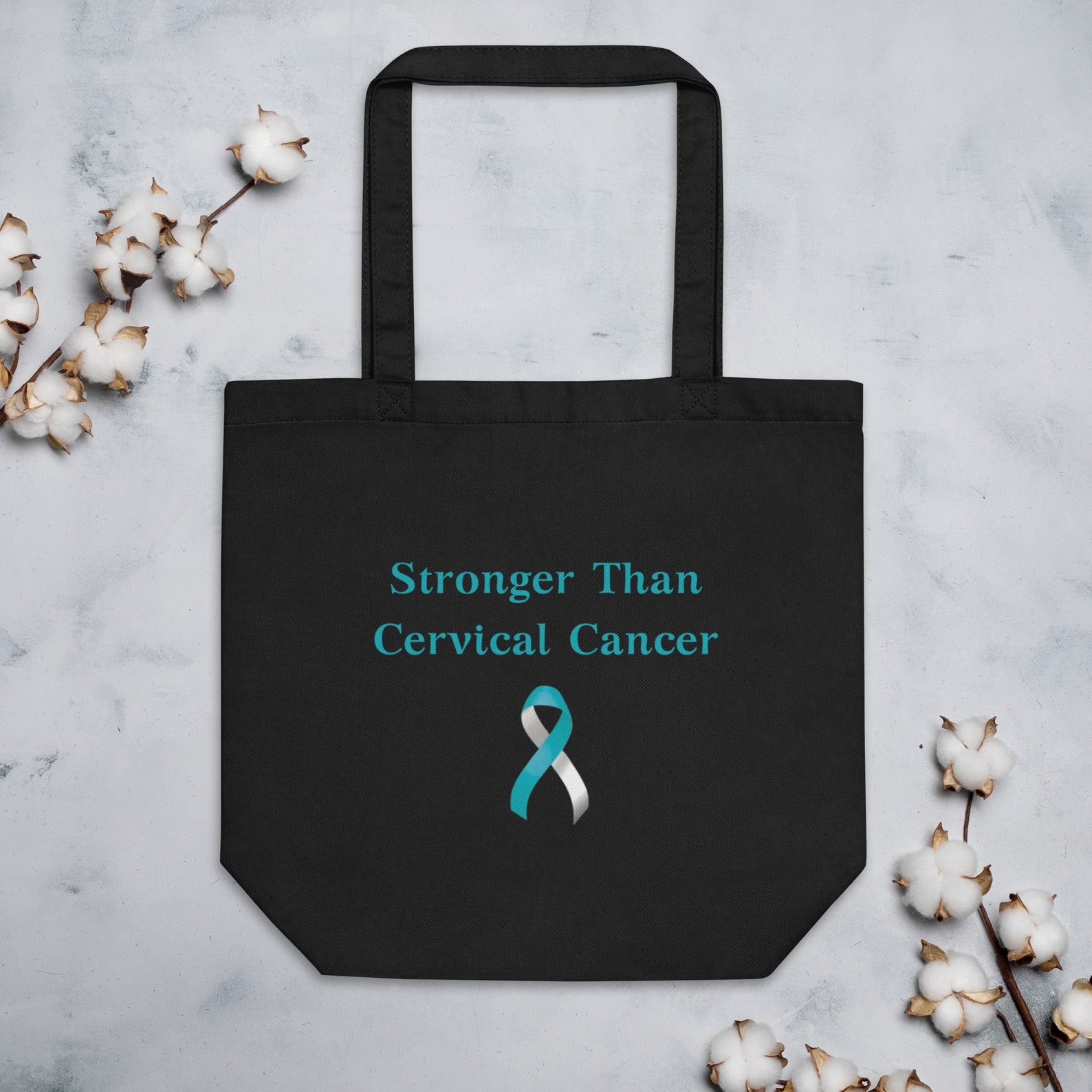Stronger Than Cervical Cancer Canvas Eco Tote Bag, Cervical Cancer ...